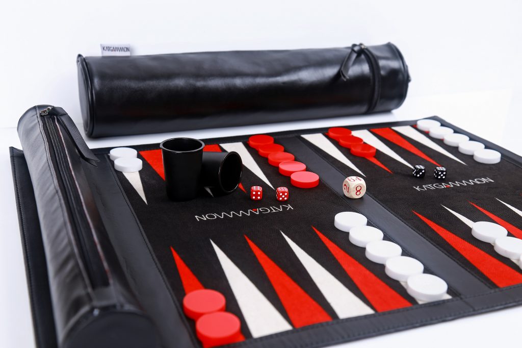 Roll-Up Backgammon Travel Game Set (Red) - KATGAMMON | Backgammon Equipment